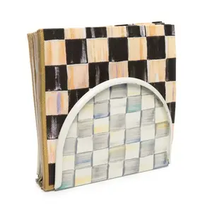 MACKENZIE-CHILDS Sterling Check Enamel Napkin Holder