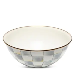 MACKENZIE-CHILDS Sterling Check Large Enamel Everyday Bowl - Gray/white