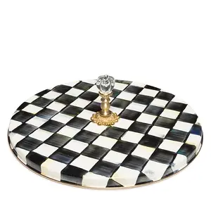 MACKENZIE-CHILDS Courtly Check Enamel Cheese Course - Black/white
