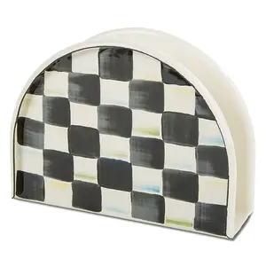MACKENZIE-CHILDS Courtly Check Enamel Napkin Holder - Black/white