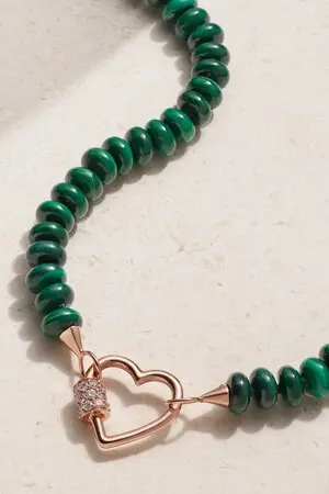 MARLA AARON 14-karat Malachite And Diamond Heart Necklace