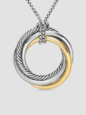 David Yurman Crossover Pendant Necklace In Sterling With 14k Yellow Gold, 37mm