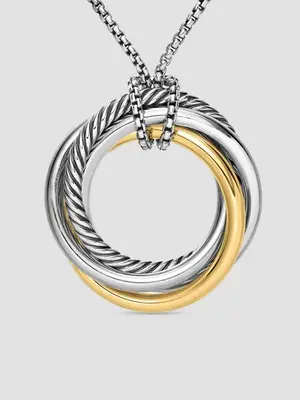 David Yurman Crossover Pendant Necklace In Sterling With 14k Yellow Gold, 37mm