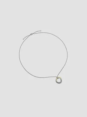 David Yurman Crossover Pendant Necklace In Sterling With 14k Yellow Gold, 37mm