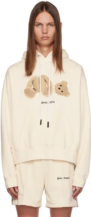 ★Palm Angels★ Bear Destructed Sweatshirt Beige PMBA070S23F Palm Angels Beige Bear Hoodie In Brown - 60% Off | Editorialist