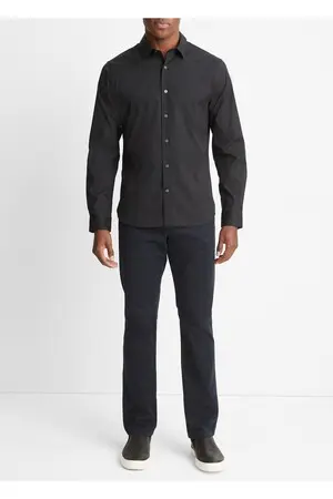 Vince Cotton-Blend Long-Sleeve Shirt Black
