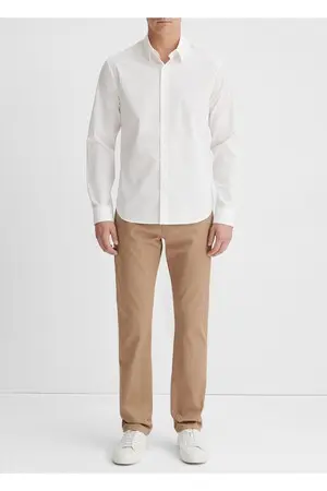 Vince Cotton-Blend Long-Sleeve Shirt White