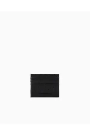 Emporio Armani Tumbled Leather Card Holder - Black