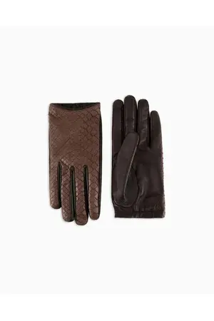 Giorgio Armani Python And Nappa Leather Gloves - Red