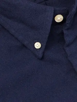 Polo Ralph Lauren Button-down Collar Logo-embroidered Cotton-flannel Shirt - Blue