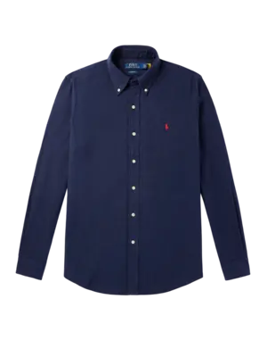 Polo Ralph Lauren Button-down Collar Logo-embroidered Cotton-flannel Shirt - Blue