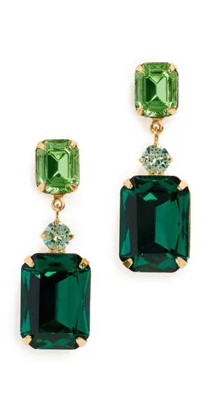 JENNIFER BEHR Justine Crystal Drop Earrings Emerald