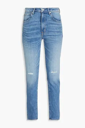 SLVRLAKE SLVRLAKE Leila Distressed High-Rise Skinny Jeans - Light Denim
