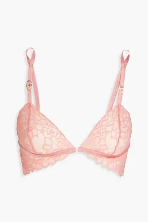 Stella McCartney Satintrimmed Metallic Lace Bralette