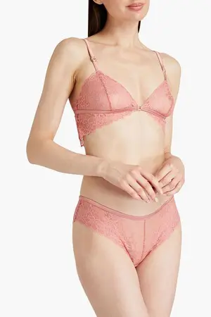 Stella McCartney Satintrimmed Metallic Lace Bralette