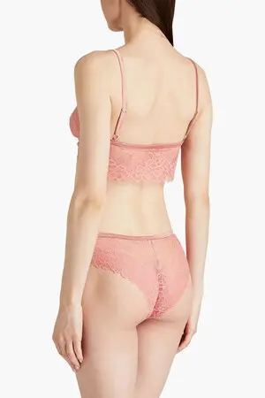Stella McCartney Satintrimmed Metallic Lace Bralette