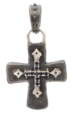 Armenta Romero Black Sapphire Cross Pendant - Silver