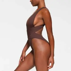 SKIMS Signature Swim Plunge Monokini Cocoa