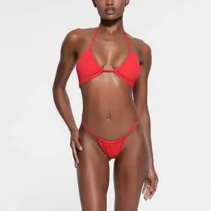 SKIMS Signature Swim Halter Bikini Top Ruby