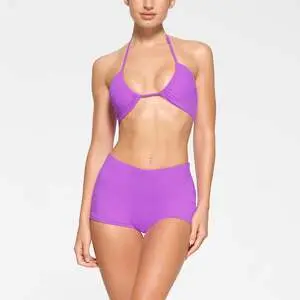 SKIMS Signature Swim Halter Bikini Top Violet