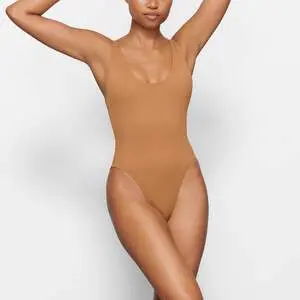 SKIMS SKIMS Scoop Neck One Piece Swimsuit Almond