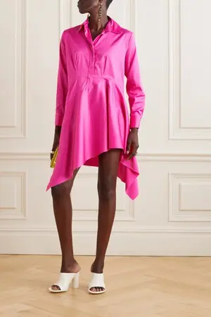MARQUES' ALMEIDA Asymmetrical Stretch-cotton Poplin Mini Shirt Dress