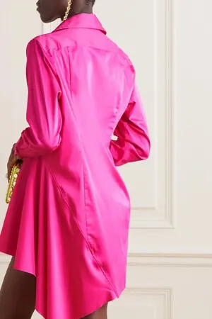 MARQUES' ALMEIDA Asymmetrical Stretch-cotton Poplin Mini Shirt Dress