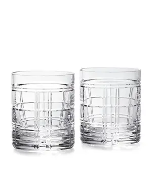 Ralph Lauren Set Of 2 Hudson Plaid Old Fashioned Glasses