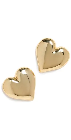 BY ADINA EDEN Puffy Heart Stud Earrings - Gold