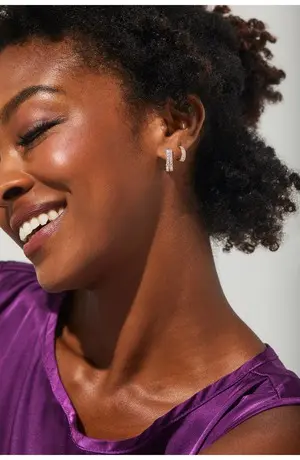 Nadri Disco Duo Pavé Cubic Zirconia J-hoop Earrings