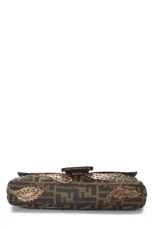 Fendi Zucca Canvas Embroidered Baguette
