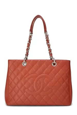 Chanel Quilted Caviar Grand Shopping Tote - Orange