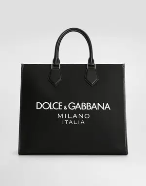 Dolce & Gabbana Large Nylon Shopper With Logo - Black