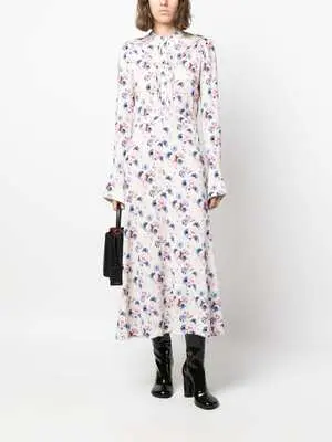 Rabanne Floral Print Plissé Midi Dress
