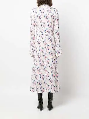 Rabanne Floral Print Plissé Midi Dress