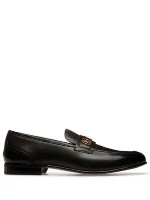 Bally Sadei Leather Loafers With Logo Plaque - Black