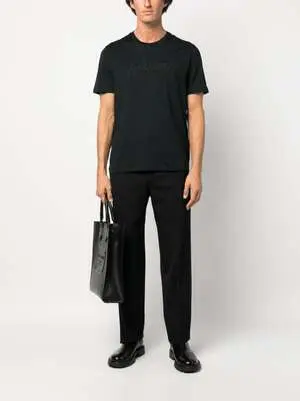Brioni Logo-appliqué Cotton T-shirt - Black