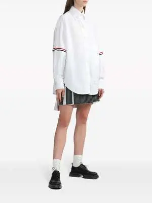 Thom Browne Oversized Oxford Shirt With Rwb Stripe Detail