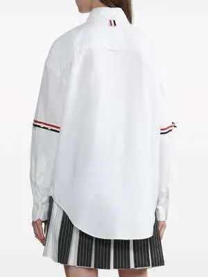 Thom Browne Oversized Oxford Shirt With Rwb Stripe Detail