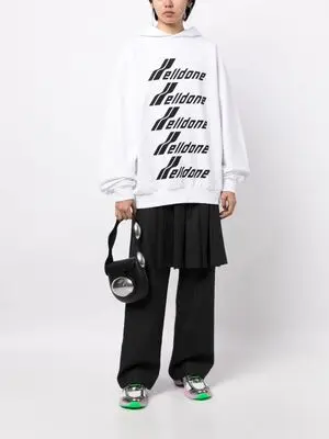We11Done Front Logo Cotton Hoodie - White
