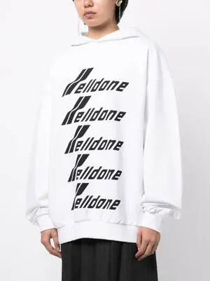 We11Done Front Logo Cotton Hoodie - White