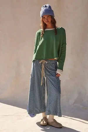 Free People Free People Blanche Pants Blue Combo
