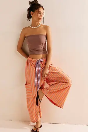 Free People Free People Blanche Pants Fresh Coral Combo