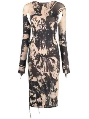 ANDREĀDAMO Painterly-print Cut-out Midi Dress