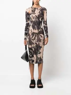 ANDREĀDAMO Painterly-print Cut-out Midi Dress