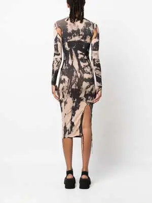 ANDREĀDAMO Painterly-print Cut-out Midi Dress