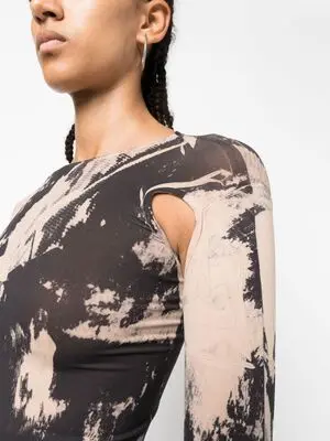 ANDREĀDAMO Painterly-print Cut-out Midi Dress