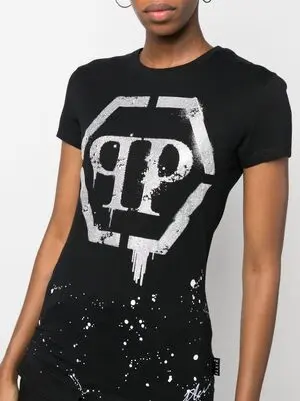 Philipp Plein Crystal-embellished Logo T-shirt - Black