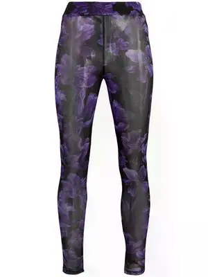 Philipp Plein Floral-print Tulle Leggings - Black
