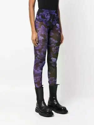 Philipp Plein Floral-print Tulle Leggings - Black